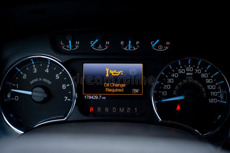 Oil Change Reminder Display Stock Image - Image of dashboard, care ...