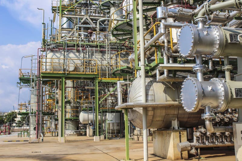 Large Chemical Industry with Workers Stock Image - Image of pipes ...