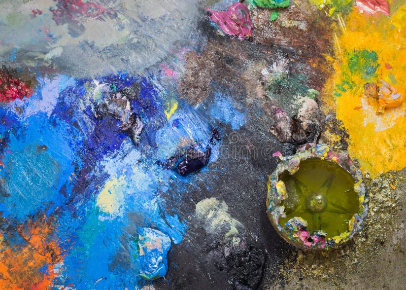 Oil colors on the palette stock image. Image of equipment - 39665829