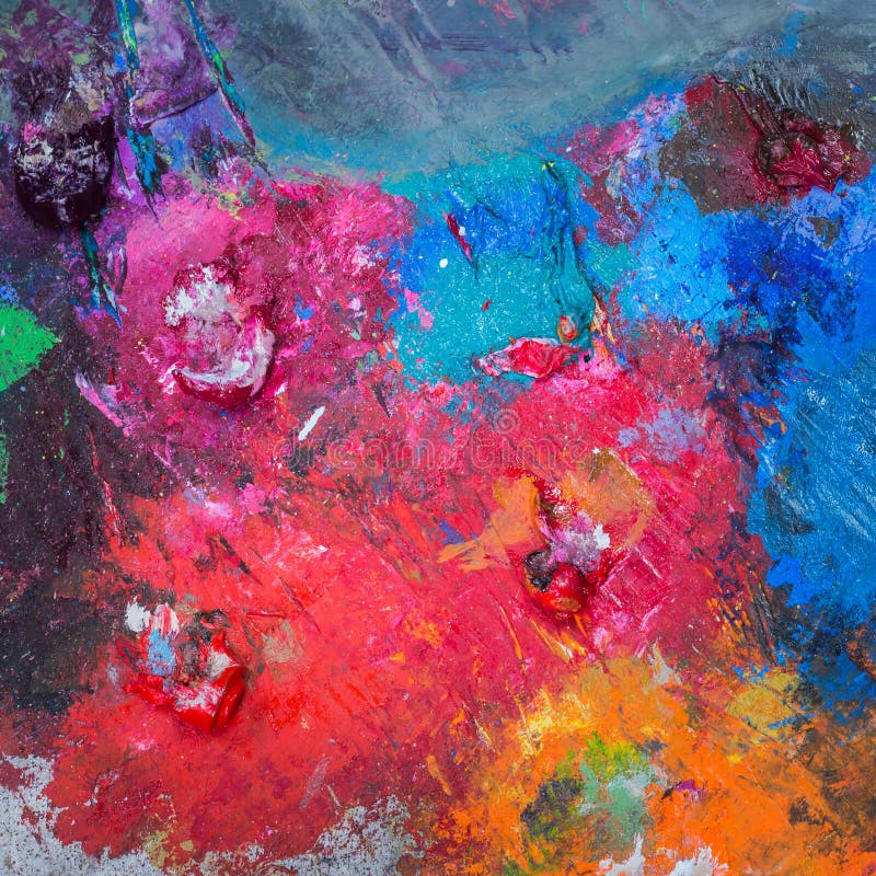 Oil colors on the palette stock photo. Image of horizontal - 39666444