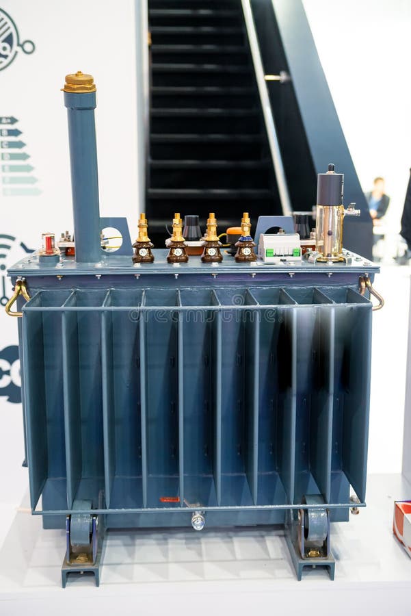 Oil Cooled Power Transformer. Transformer Filled with Oil Stock Image ...