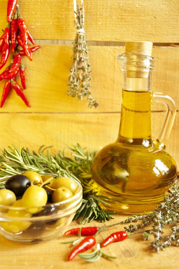 Oil decanter stock photo. Image of greens, chile, dense - 4558238