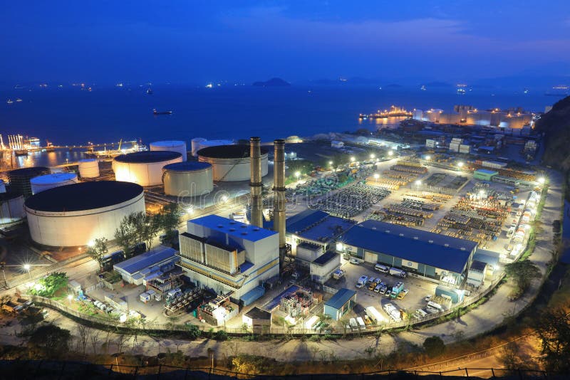 The Oil Depot at Nam Wan at Night Editorial Stock Photo - Image of ...