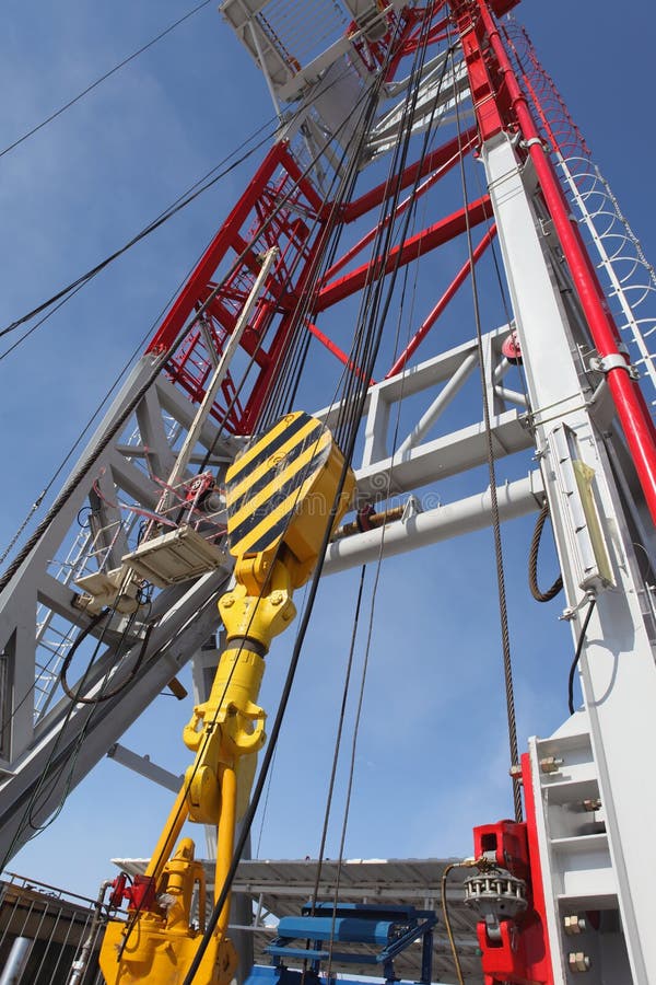 Oil Drilling Derrick with Top Drive Stock Photo - Image of dolly ...