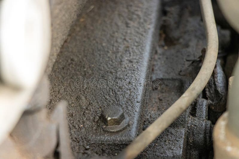 Oil and Dirt Build Up on Engine from Oil Leak Stock Image - Image of ...