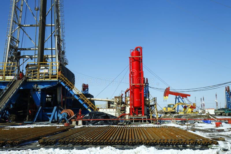 Oil drill pipe and drill stock photo. Image of consumption - 242991550