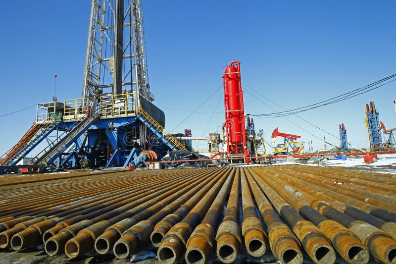 Oil drill pipe and drill stock image. Image of electric - 347452481