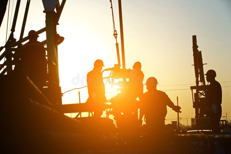 Oil Drilling Exploration, the Oil Workers are Working Stock Photo ...