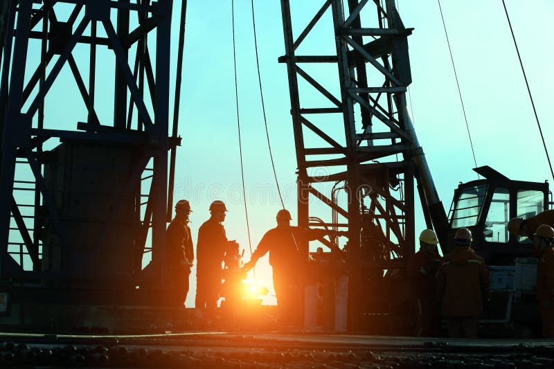 Oil Drilling Exploration, the Oil Workers are Working Stock Photo ...