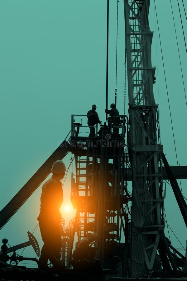 Oil Drilling Exploration, the Oil Workers are Working Stock Photo ...