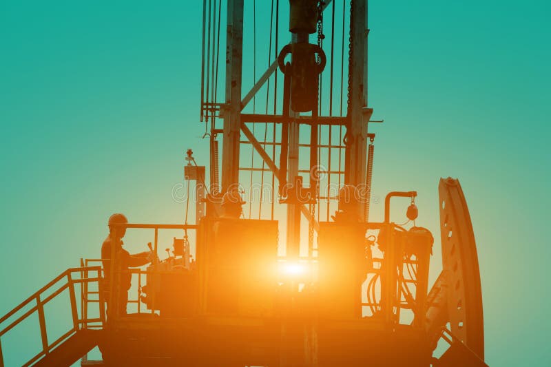 Oil Drilling Exploration, the Oil Workers are Working Stock Photo ...