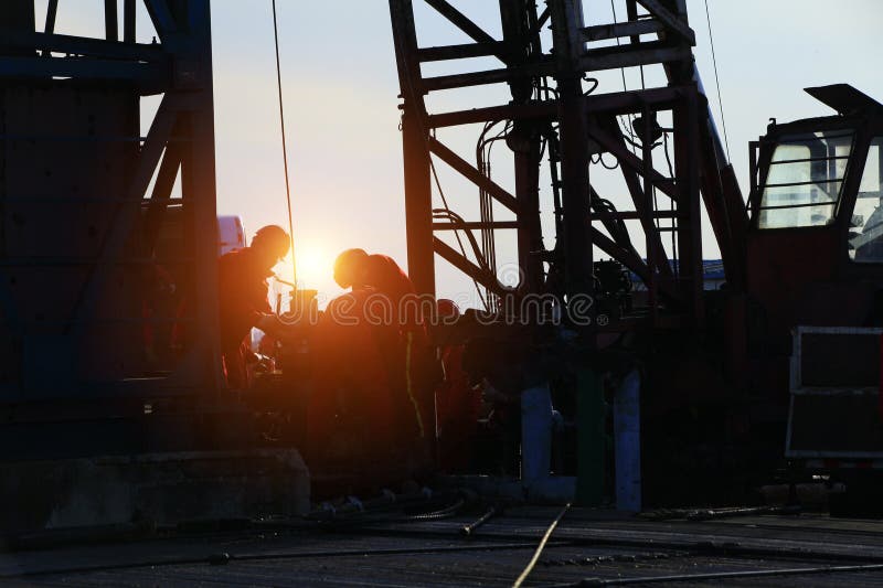 Oil Drilling Exploration, the Oil Workers are Working Stock Photo ...