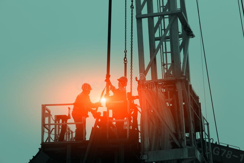 Oil Drilling Exploration, the Oil Workers are Working Stock Photo ...