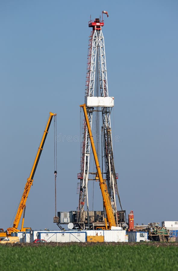 Oil Drilling Rig and Cranes Stock Image - Image of construction, drill ...
