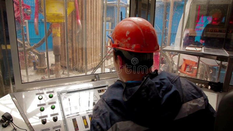 Remote Control of Industrial Lathe in Factory Stock Footage - Video of ...