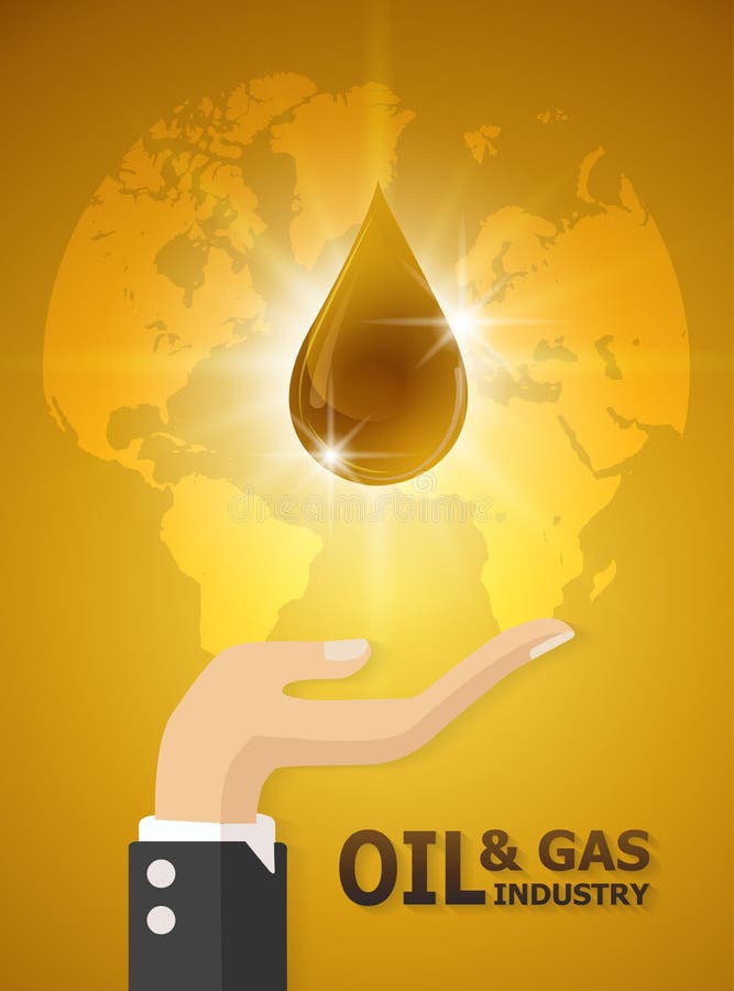Oil Drop Isolated on Hand with Earth. Icon of Drop of Oil Stock Vector ...