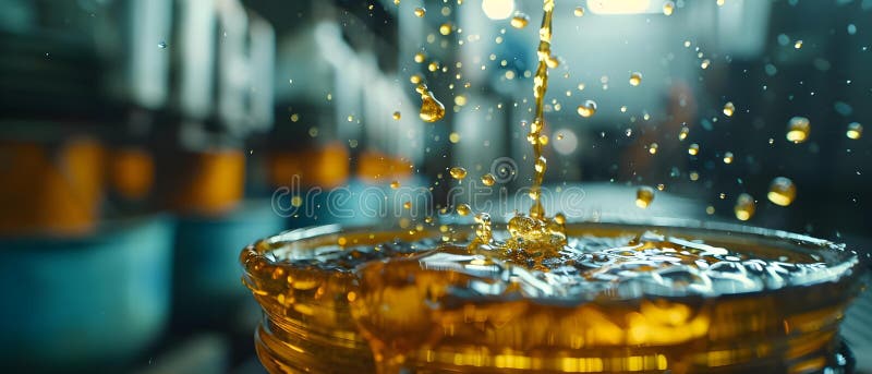 Oil Droplets Falling into a Container during an Industrial Oil Refining ...