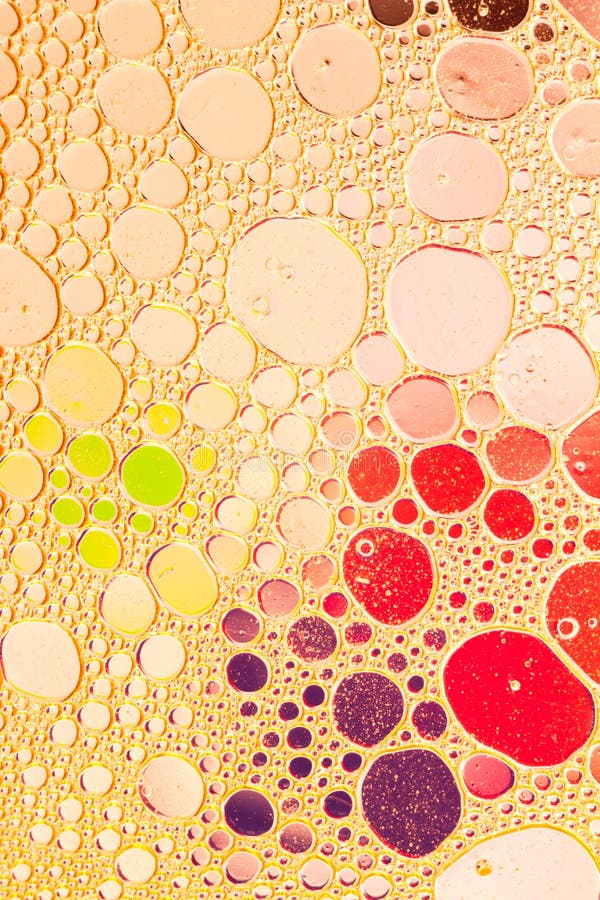 Oil Drops Floating in Water Abstract Multi Color Background. Stock ...
