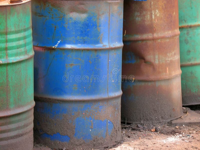 Oil Drums stock image. Image of used, petrol, round, barrel - 3338555