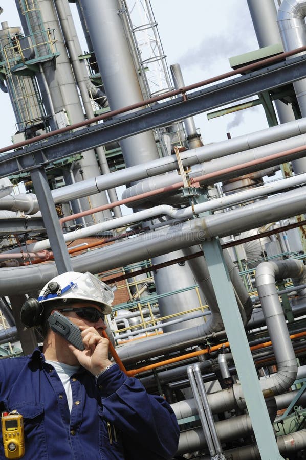 Engineer Inside Oil Refinery Stock Image - Image of dioxide, industrial ...