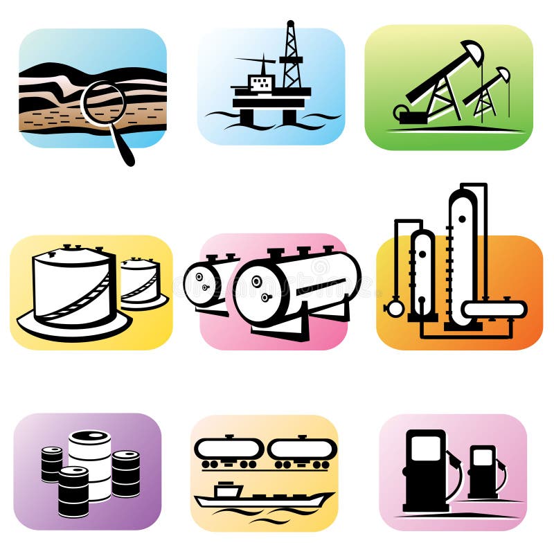 Oil Extraction and Processing Stock Vector - Illustration of petrol ...
