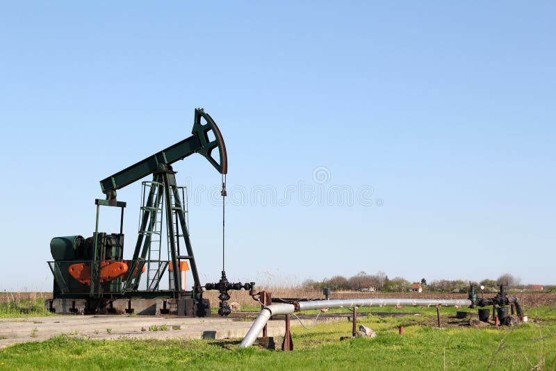 Rural Oil Rig and Wheat Field Stock Image - Image of equipment, pump ...