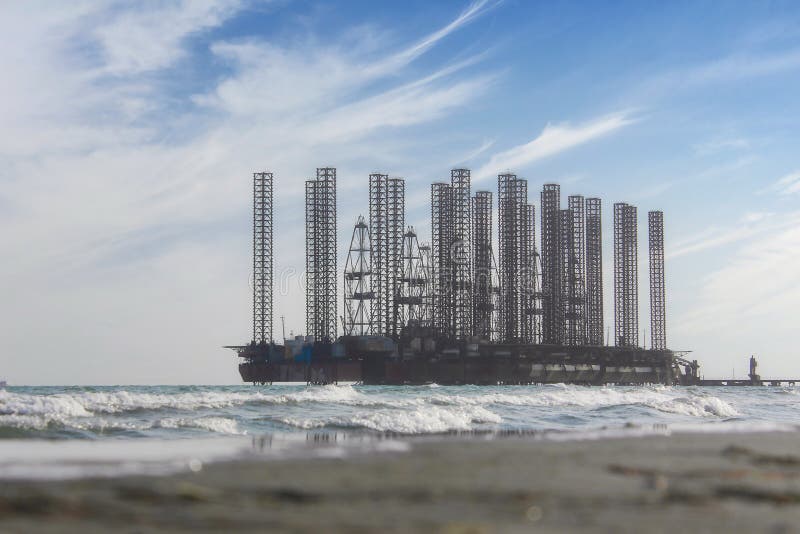 Oil Field at the Caspian Sea Stock Image - Image of water, caspian ...