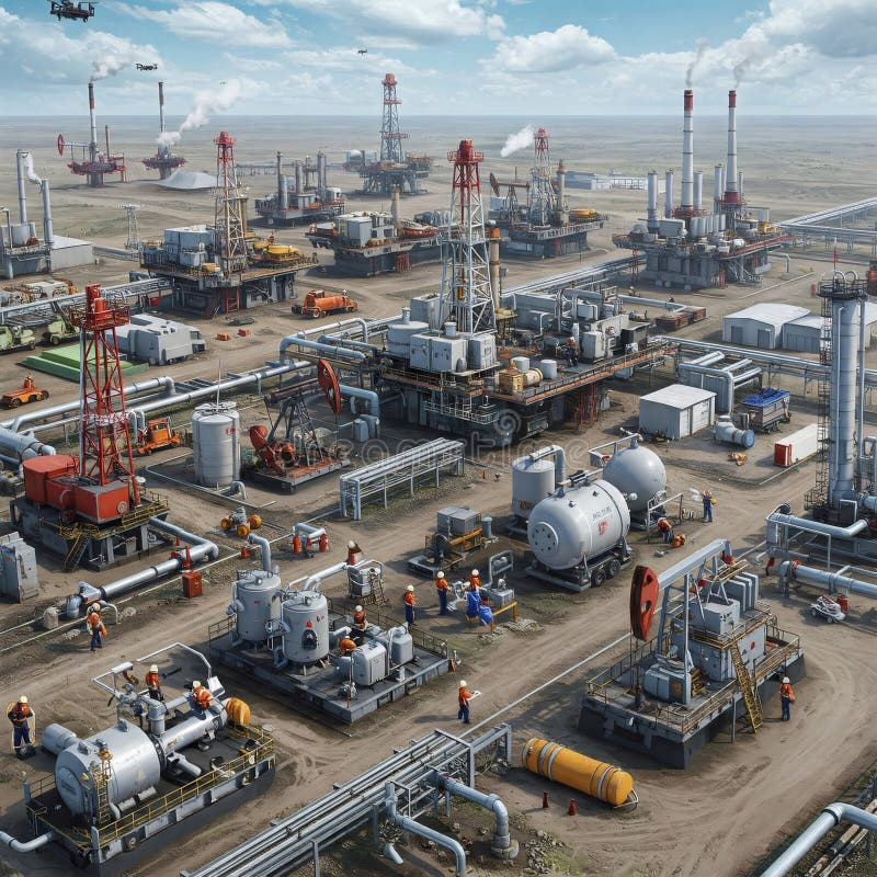 Large Oil Field Extraction Site Stock Illustrations – 19 Large Oil ...