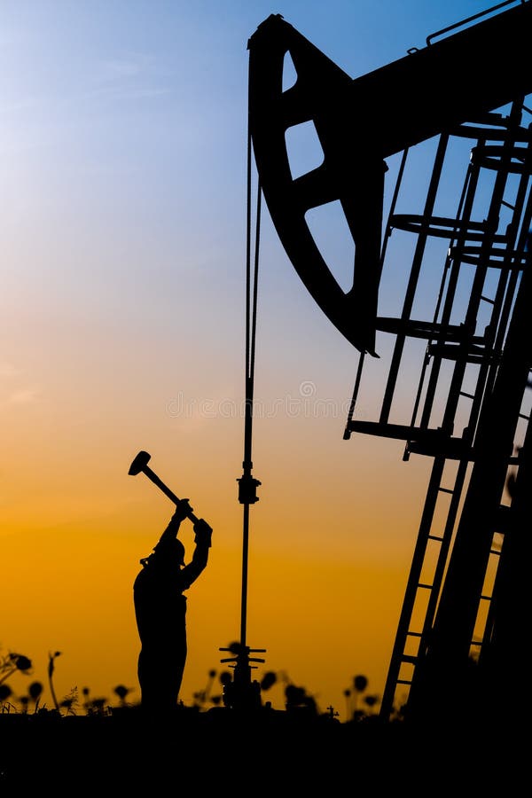 Oil Field, the Oil Workers are Working Stock Image - Image of petroleum ...