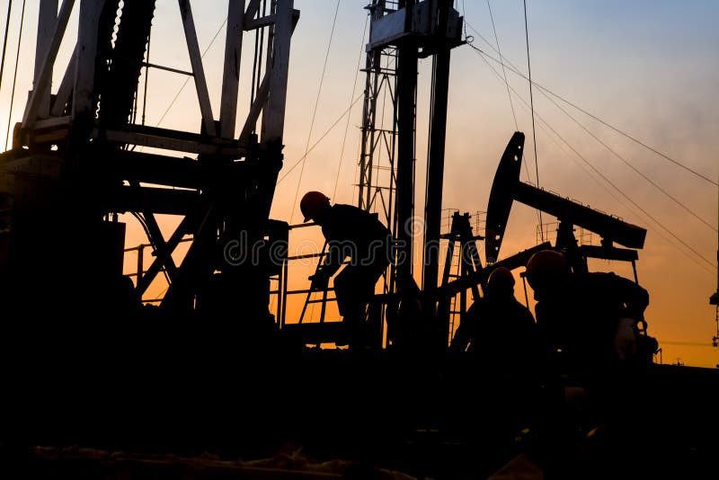 The Oil Workers are Working Stock Image - Image of energy, working ...