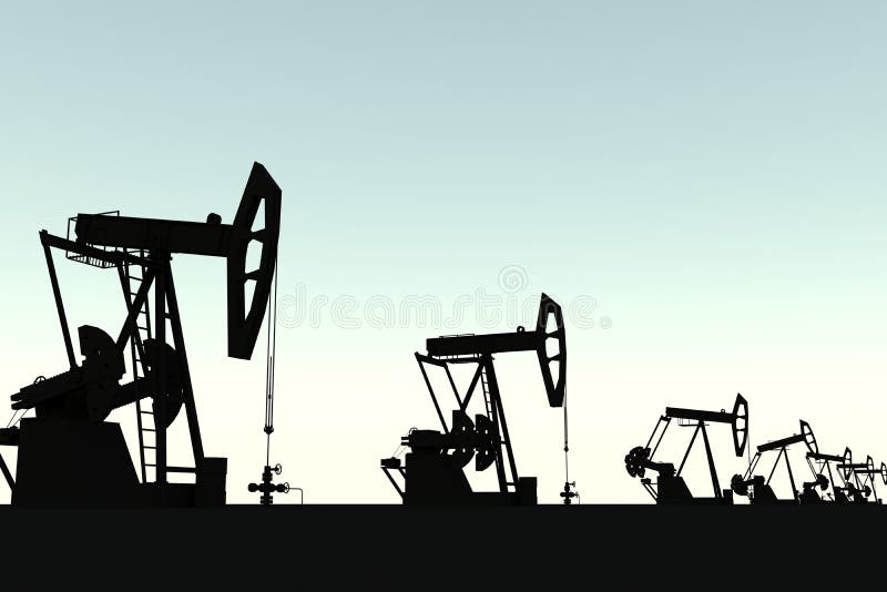 Oil Pumping Unit Against Sunset. Stock Vector - Illustration of ...