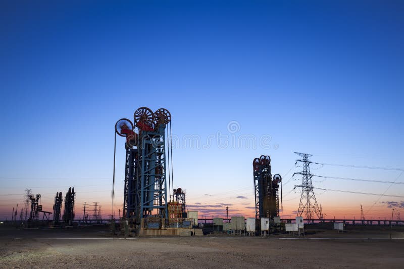 The Tower Type Pumping Unit in the Evening Stock Image - Image of ...