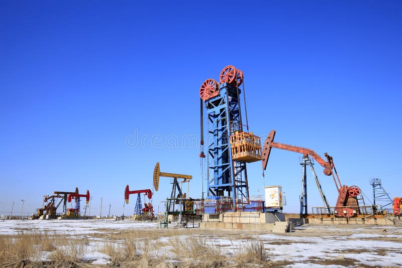 Oil field scene stock photo. Image of field, orange - 173904944