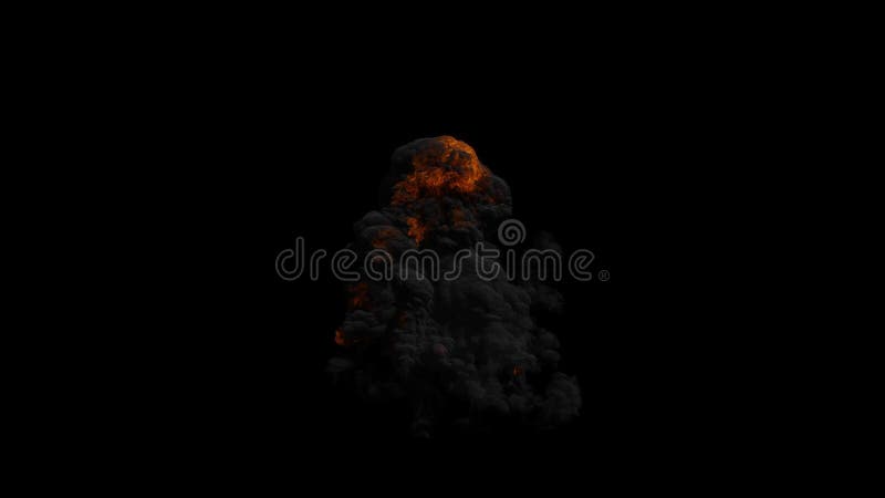 Oil Fireball Explosion with Heavy Smoke, Black Background 4K Stock ...