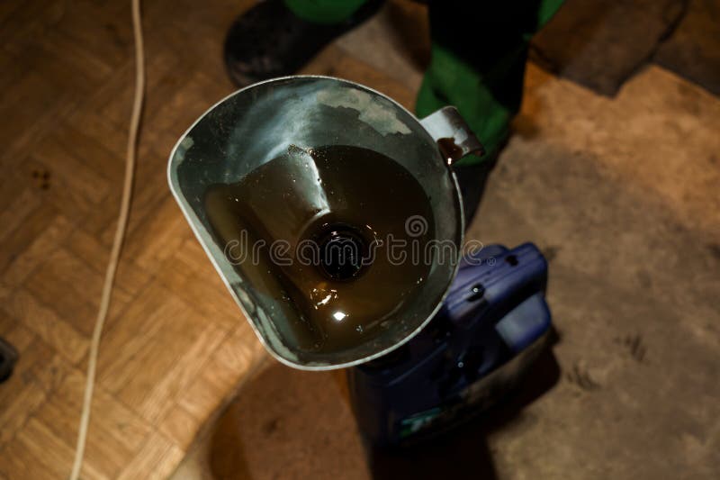 Oil Funnel with Used Liquid in Industrial Setting Stock Image - Image ...