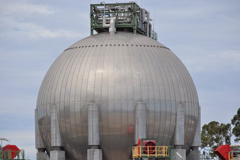 Oil Gas Container in Refinery Stock Photo - Image of factory, ball ...