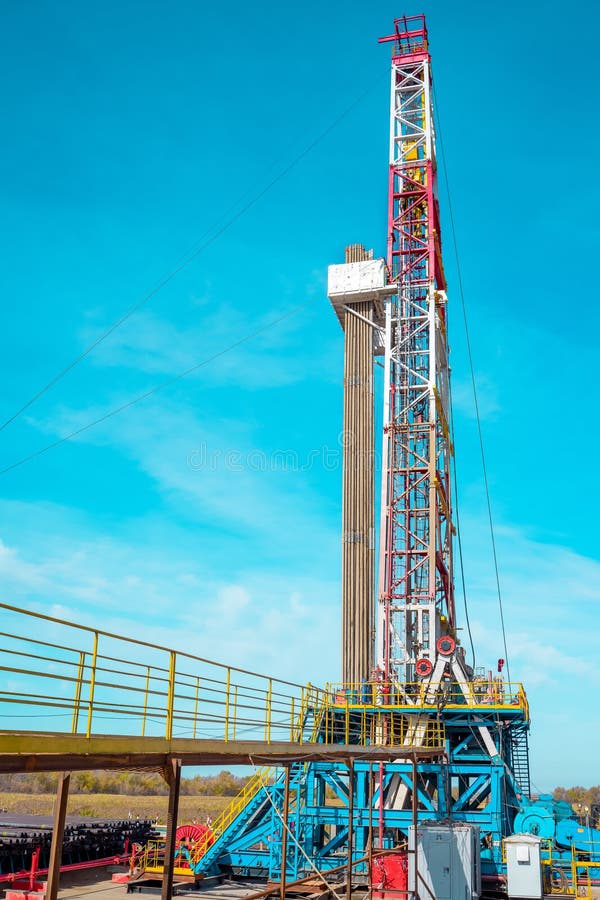 Oil and Gas Drilling Rig Onshore Dessert with Dramatic Cloudscape. Oil ...