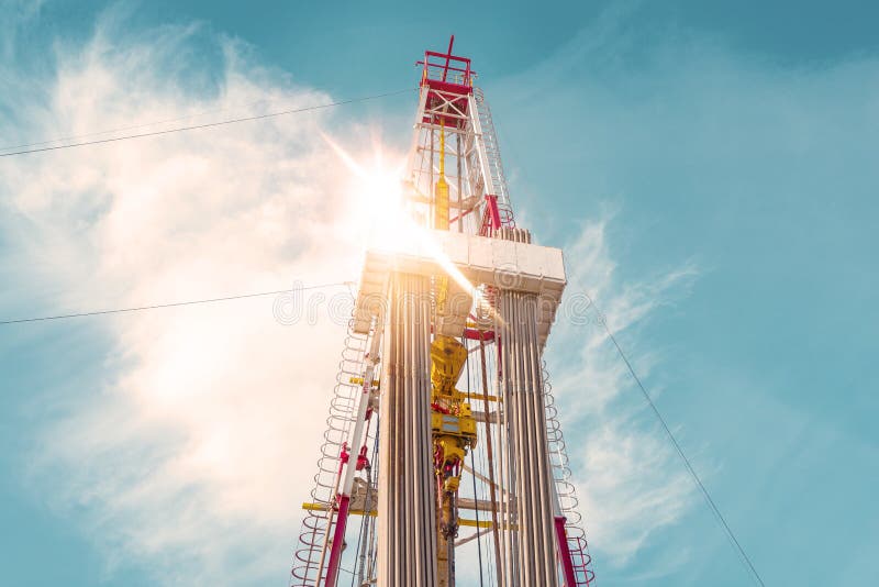 Oil and Gas Drilling Rig Onshore Dessert with Dramatic Cloudscape. Oil ...