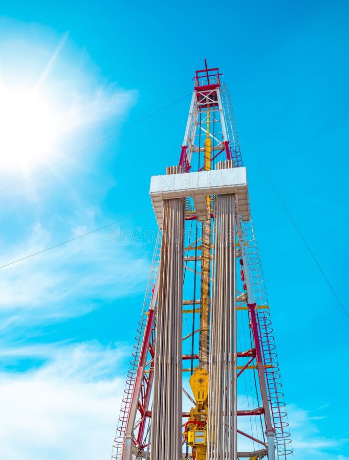 Oil and Gas Drilling Rig Onshore Dessert with Dramatic Cloudscape. Oil ...