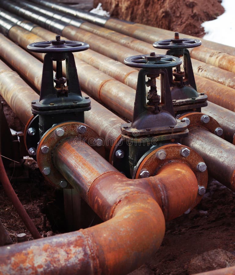 Oil and Gas Pipeline Valves on a Piping Stock Photo - Image of pipeline ...