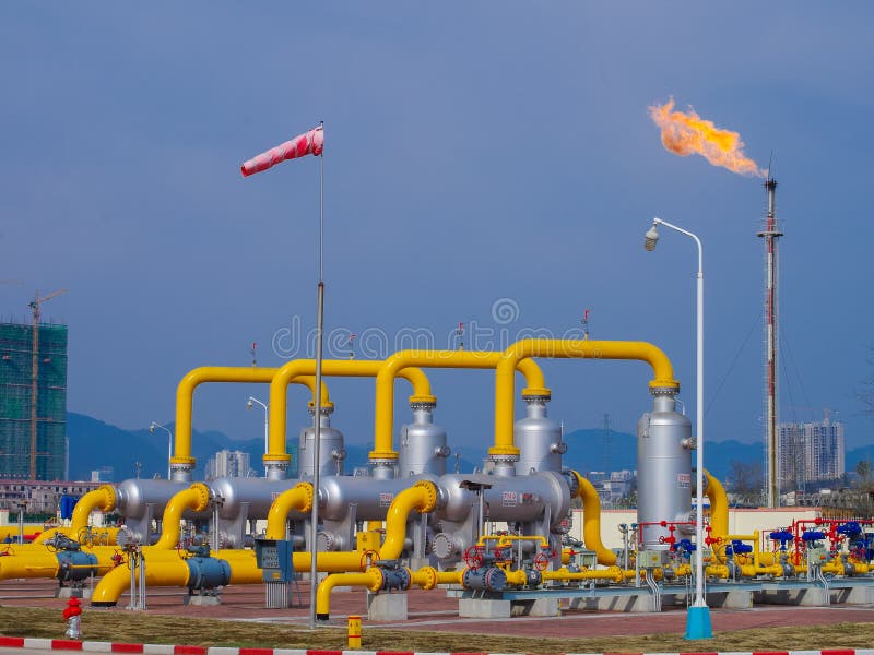 Oil/gas pipeline on fire editorial stock image. Image of agriculture ...