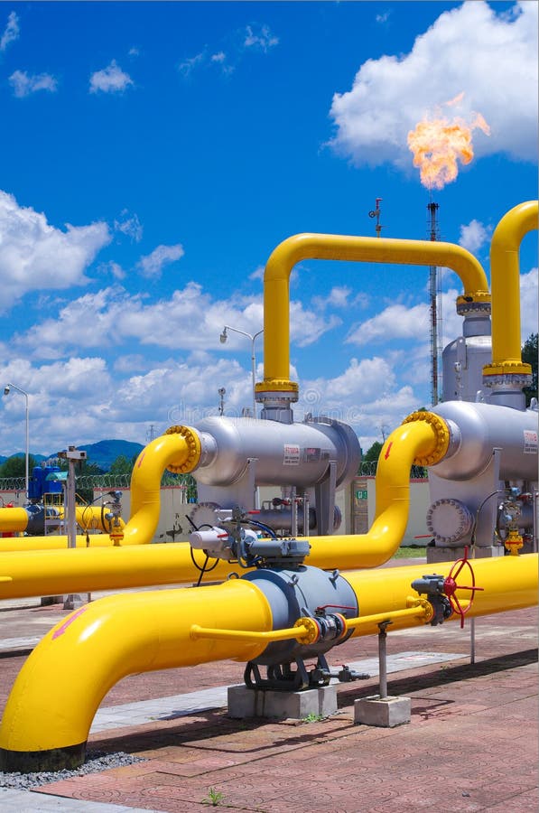 Oil/gas pipeline on fire editorial stock image. Image of chemical ...