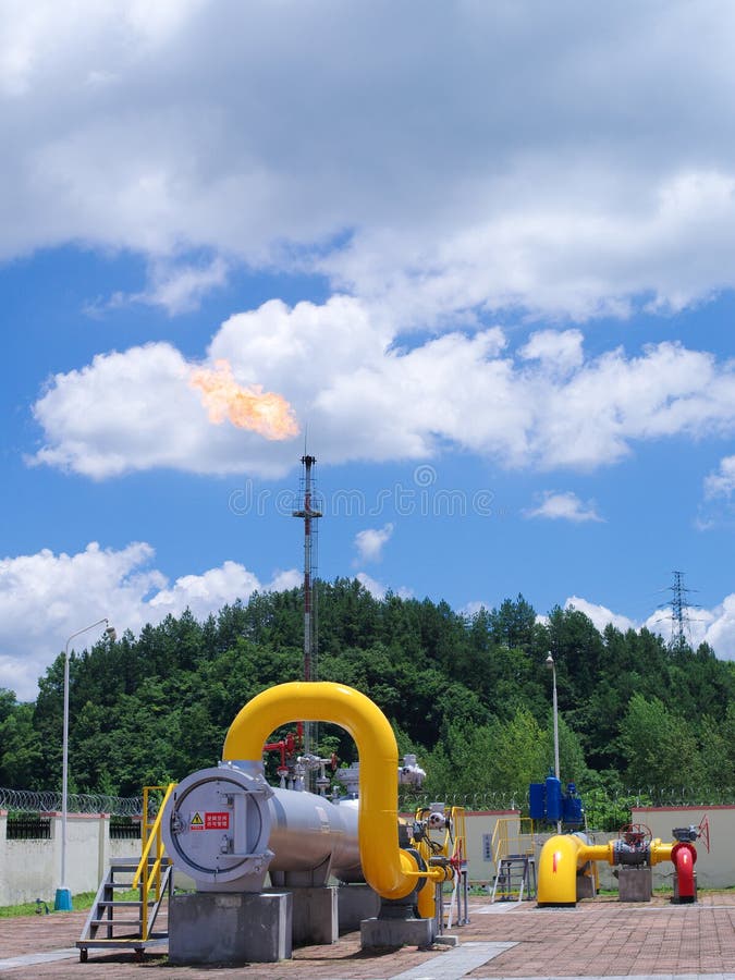 Oil/gas pipeline on fire editorial stock image. Image of chemical ...