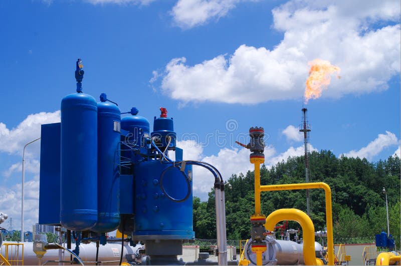 Oil/gas pipeline on fire editorial stock image. Image of automatic ...