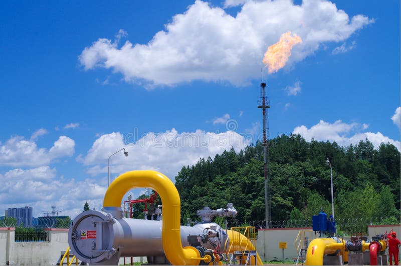 Oil/gas pipeline on fire editorial stock photo. Image of agriculture ...