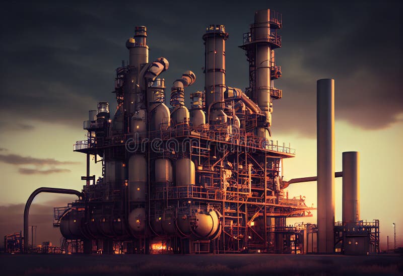 Oil Gas Plant. Generate Ai. Stock Illustration - Illustration of ...