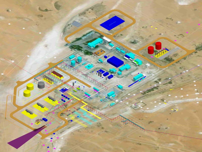 Oil & Gas Plant Project Planning, 3D Model Planning Stock Image - Image ...