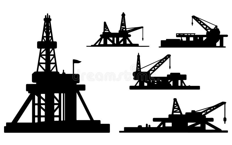 Oil and Gas Platform Icons Vector Collection Stock Vector ...