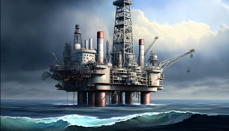 Oil and Gas Platform in the Sea. 3d Render Illustration Stock ...