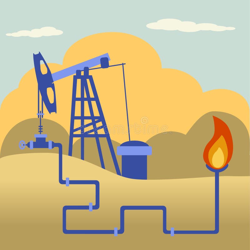 Oil and Gas Processing Plant and Fire Stock Vector - Illustration of ...